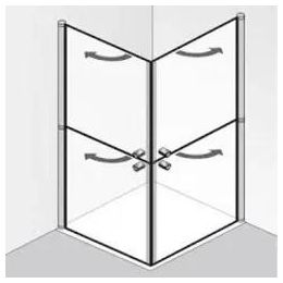 HSK Exklusiv Eckduschabtrennung mit Dreht&uuml;ren und geteilten Elementen, 90x90cm, H&ouml;he: 200cm, 423018-ST-50edelglas, Duschkabine: Standardfarben: ESG klar mit Edelglas