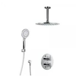 HSK Shower-Set 1.04 Rund, mit Deckenarm rund, chrom, 1002104-RKB1-KB12, Ausf&uuml;hrung: mit Kopfbrause rund, super-flach, &Oslash;400 mm, H&ouml;he 2 mm