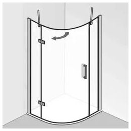 HSK Atelier Plan Runddusche 3-teilig, Ma&szlig;e: 100,0 cm x 100,0 cm x 200,0 cm, Anschlag Links, Radius 550 mm, 17538100550-L68-50, Duschkabine: Schwarz-matt: ESG klar