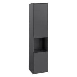 Villeroy & Boch Villeroy & Boch Subway 3.0 Hochschrank, 1 offenes Fach und 2 T&uuml;ren Anschlag rechts, 400x1710x362mm, C58901VR, Farbe: Front/Korpus: Graphite, Griff: Volcano Black