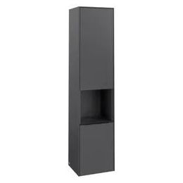 Villeroy & Boch Villeroy & Boch Subway 3.0 Hochschrank, 1 offenes Fach und 2 T&uuml;ren Anschlag links, 400x1710x362mm, C58801VR, Farbe: Front/Korpus: Graphite, Griff: Volcano Black