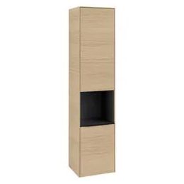 Villeroy & Boch Villeroy & Boch Subway 3.0 Hochschrank, 1 offenes Fach und 2 T&uuml;ren Anschlag rechts, 400x1710x362mm, C58901VJ, Farbe: Front/Korpus: Nordic Oak, Griff: Volcano Black