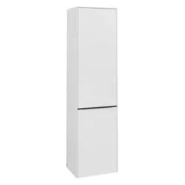 Villeroy & Boch Villeroy & Boch Subway 3.0 Hochschrank, 1 T&uuml;r Anschlag links und 1 W&auml;scheklappe, 400x1710x362mm, C59201VF, Farbe: Front/Korpus: Pure White, Griff: Volcano Black