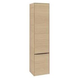 Villeroy & Boch Villeroy & Boch Subway 3.0 Hochschrank, 2 T&uuml;ren Anschlag rechts, 400x1710x362mm, C58701VJ, Farbe: Front/Korpus: Nordic Oak, Griff: Volcano Black