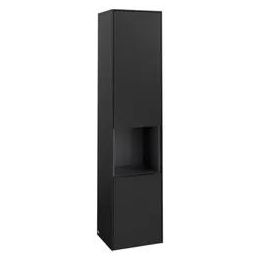 Villeroy & Boch Villeroy & Boch Subway 3.0 Hochschrank, 1 offenes Fach und 2 T&uuml;ren Anschlag rechts, 400x1710x362mm, C58901VL, Farbe: Front/Korpus: Volcano Black, Griff: Volcano Black