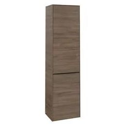 Villeroy & Boch Villeroy & Boch Subway 3.0 Hochschrank, 1 T&uuml;r Anschlag rechts und 1 W&auml;scheklappe, 400x1710x362mm, C59301VH, Farbe: Front/Korpus: Arizona Oak, Griff: Volcano Black