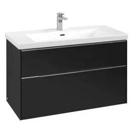 Villeroy & Boch Villeroy & Boch Subway 3.0 Waschbeckenunterschrank, 2 Ausz&uuml;ge, 973x576x478mm, C57000VL, Farbe: Front/Korpus: Volcano Black, Griff: Aluminium gl&auml;nzend