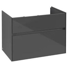 Villeroy & Boch Villeroy & Boch Collaro Waschbeckenunterschrank, 2 Ausz&uuml;ge, Waschbecken mittig, 754x546x444mm, C01000FP, Farbe: Front/Korpus: Glossy Grey, Griff: Graphite