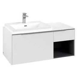 Villeroy & Boch Villeroy & Boch Subway 3.0 Waschbeckenunterschrank, 2 Ausz&uuml;ge, Waschbecken links, Regalelement unten rechts, 1001x422,5x516mm, C57200VF, Farbe: Front/Korpus: Pure White, Griff: Aluminium gl&auml;nzend