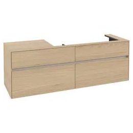 Villeroy & Boch Villeroy & Boch Collaro Waschbeckenunterschrank, Waschbecken rechts, 4 Ausz&uuml;ge, wandh&auml;ngend, 1600x548x500mm, C03000VJ, Farbe: Front/Korpus: Nordic Oak, Griff: Cashmere Grey
