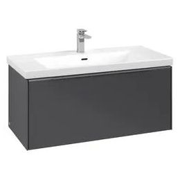 Villeroy & Boch Villeroy & Boch Subway 3.0 Waschbeckenunterschrank, 1 Auszug, 973x429x478mm, C56900VR, Farbe: Front/Korpus: Graphite, Griff: Aluminium gl&auml;nzend
