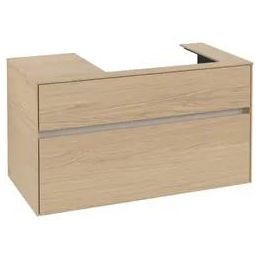 Villeroy & Boch Villeroy & Boch Collaro Waschbeckenunterschrank, 2 Ausz&uuml;ge, Waschbecken rechts, wandh&auml;ngend, 1000x548x500mm, C01800VJ, Farbe: Front/Korpus: Nordic Oak, Griff: Cashmere Grey