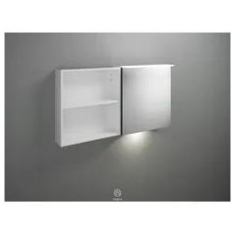 Burgbad Badu Spiegelschrank mit LED-Aufsatzleuchte, 1 T&uuml;r Anschlag rechts, 1 offenes Regal, mit LED-Waschtischbeleuchtung, Breite 1200mm, SFUC120RF3697G0196, Farbe: Frassino Dekor Cappuccino /
