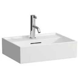 Laufen Kartell Handwaschbecken, unterbauf&auml;hig, 3 Hahnl&ouml;cher, mit &Uuml;berlauf, 450x340mm, H8153307571081, Farbe: Snow (wei&szlig; matt)