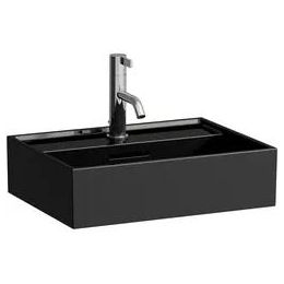 Laufen Kartell Handwaschbecken, unterbauf&auml;hig, 1 Hahnloch, mit &Uuml;berlauf, 450x340mm, H8153300201041, Farbe: Schwarz gl&auml;nzend