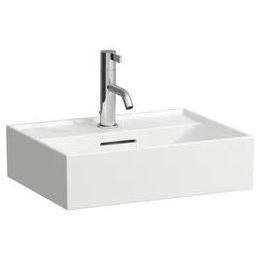 Laufen Kartell Handwaschbecken, unterbauf&auml;hig, 3 Hahnl&ouml;cher, mit &Uuml;berlauf, 450x340mm, H815330A001081, Farbe: Wei&szlig; mit LCC Active
