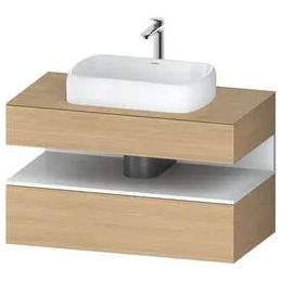 Duravit Qatego Konsolenwaschtischunterbau, 1 Auszug, 1 Schubkasten, Ausschnitt mittig, 1000x550x600mm, Nische Wei&szlig; Matt, QA4731018300010, Farbe: Eiche Natur/mit Nischenbeleuchtung