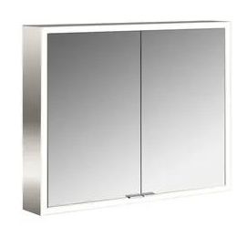 Emco prime Lichtspiegelschrank, 800 mm, 2 T&uuml;ren, mit verspiegelten Seitenw&auml;nden, Aufputzmodell, 949706362, Farbe: aluminium/weiss