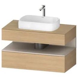 Duravit Qatego Konsolenwaschtischunterbau, 1 Auszug, 1 Schubkasten, Ausschnitt mittig, 1000x550x600mm, Nische Taupe Matt, QA4731091300010, Farbe: Eiche Natur/mit Nischenbeleuchtung