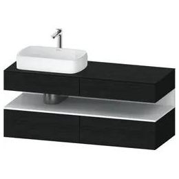 Duravit Qatego Konsolenwaschtischunterbau, 2 Ausz&uuml;ge, 2 Schubk&auml;sten, Ausschnitt links, 1400x550x600mm, Nische Wei&szlig; Matt, QA4765018160010, Farbe: Eiche Schwarz/mit Nischenbeleuchtung