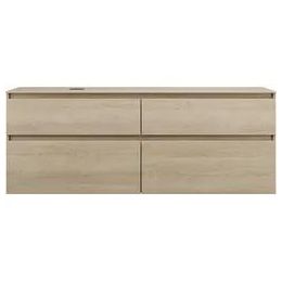 Burgbad Lin20 Waschtischunterschrank inklusive Konsolenplatte, Beckenausschnitt links, 4 Ausz&uuml;ge, 1602x487x661mm, SGIF160LF5355, Farbe: Eiche Dekor Cashmere