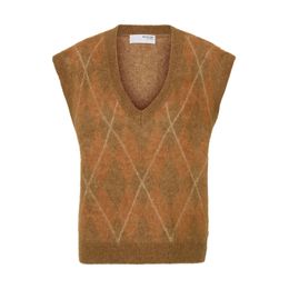 Selected Pullunder 'SLFLULU' Damen Gr&ouml;&szlig;e XL cognac / hellbraun / wei&szlig;