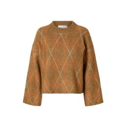 Selected Pullover 'SLFLULU' Damen Gr&ouml;&szlig;e XL ecru / cognac / hellbraun