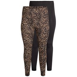 ZIZZI Leggings Damen Gr&ouml;&szlig;e 11XL/12XL hellbraun / dunkelbraun / schwarz