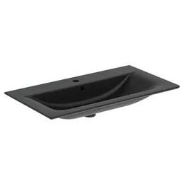Ideal Standard Connect Air M&ouml;belwaschtisch 840mm, 1 Hahnloch, mit &Uuml;berlauf, E0279V3, Farbe: Schwarz Matt