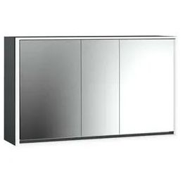 Emco loft Lichtspiegelschrank, 1400mm, 3 T&uuml;ren, Aufputzmodell, 979813324, Farbe: schwarz/spiegel