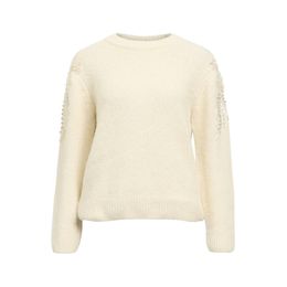 Object Pullover 'OBJSALIKA' Damen Gr&ouml;&szlig;e M silber / wei&szlig; / perlwei&szlig;