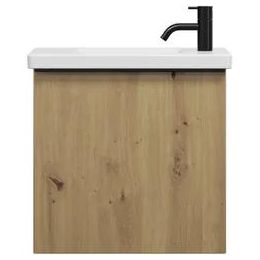 Burgbad Eqio Keramik-Waschtisch inklusive Waschtischunterschrank, 530x315x520mm, SFPF053F5662C0001G0252, Farbe: Eiche Dekor Urban / Eiche Dekor Urban, Griffleiste Schwarz Matt G0252