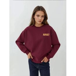 Hiccup Sweatshirt Damen Gr&ouml;&szlig;e XL goldgelb / kirschrot