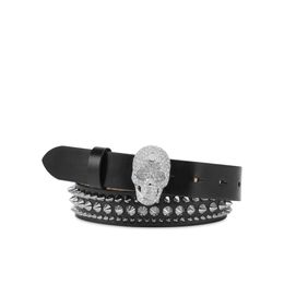 Philipp Plein G&uuml;rtel ' Skull ' Damen Gr&ouml;&szlig;e 70 schwarz / silber