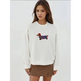 Hiccup Sweatshirt Damen Gr&ouml;&szlig;e S ecru / braun / mokka / rot