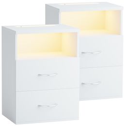 Casaria Nachttisch Jamie 2er-Set Weiß 55x40x28cm