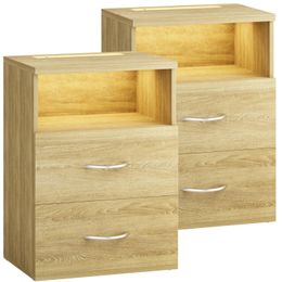 Casaria Nachttisch Jamie 2er-Set Eiche 55x40x28cm