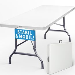 Casaria Klapptisch Wei&szlig; Kunststoff 183x76cm
