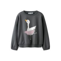 name it Sweatshirt 'NMFSwana' M&auml;dchen Gr&ouml;&szlig;e 122/128 grau / mauve / orange / wei&szlig;