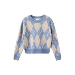 MANGO TEEN Pullover Damen Gr&ouml;&szlig;e M beigemeliert / taubenblau / wei&szlig;