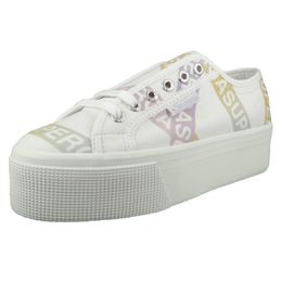 Superga Schn&uuml;rschuh Damen Gr&ouml;&szlig;e 36 gelb / lila / wei&szlig; Sommerschuhe