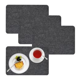 DuneDesign 4 Extra-Dicke Filz Tischsets 43x30x0,5cm Edle Platzsets Tisch-Unterlage Grau
