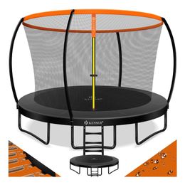 Kesser® Trampolin Gartentrampolin TÜV Rheinland GS Zertifiziert Kindertrampolin bis 150 kg Komplettset mit Sicherheitsnetz, Leiter, Randabdeckung, Seitentasche & Zubehör