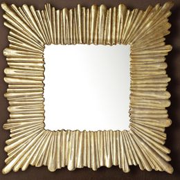 Wandspiegel FineBuy Flurspiegel Quadratisch 75 cm Spiegel Gold H&auml;ngespiegel