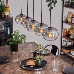 hofstein Apedo H&auml;ngeleuchte Glas 20cm Klar, Rauchfarben, 5-flammig