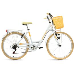 KS-Cycling Cityrad KS CYCLING "Cantaloupe" Gr. 48, weiß (weiß, weiß), Fahrräder, 48cm, 26 Zoll (66,04cm), für Damen, Kettenschaltung