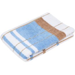 G&ouml;zze Duschtuch G&Ouml;ZZE "Berlin Streifen", blau (bleu, bahama, beige), B:70cm L:140cm, Frottier, Obermaterial: 100% Baumwolle, Handt&uuml;cher