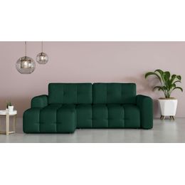 Ecksofa OTTO HOME "Manilla, wahlweise mit Bettfunktion, B/T/H 265/170/91 cm", gr&uuml;n, B:265cm H:91cm T:170cm, 100% Polyester, Sofas, Ecksofa, L-Form mit Recamiere rechts/links bestellbar, Wellenunterfederung