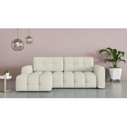 Ecksofa OTTO HOME "Manilla, wahlweise mit Bettfunktion, B/T/H 265/170/91 cm", beige (creme), B:265cm H:91cm T:170cm, 100% Polyester, Sofas, Ecksofa, L-Form mit Recamiere rechts/links bestellbar, Wellenunterfederung