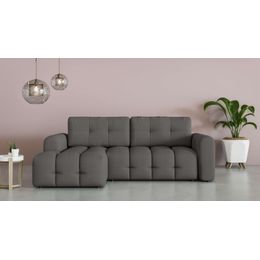 Ecksofa OTTO HOME "Manilla, wahlweise mit Bettfunktion, B/T/H 265/170/91 cm", grau (anthrazit), B:265cm H:91cm T:170cm, 100% Polyester, Sofas, Ecksofa, L-Form mit Recamiere rechts/links bestellbar, Wellenunterfederung